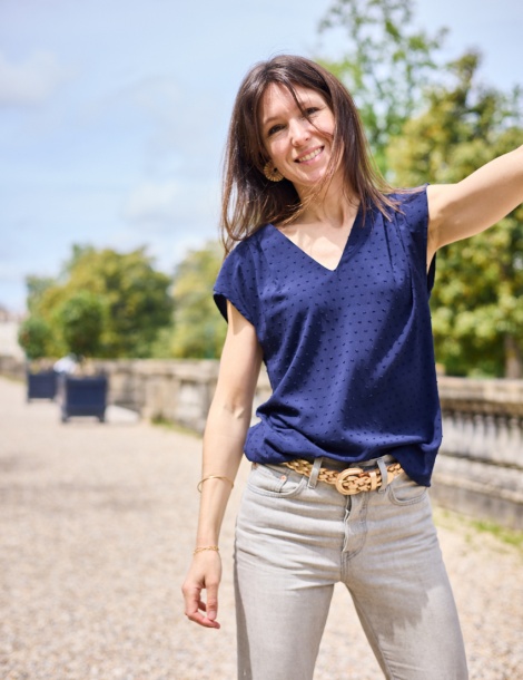 Blouse femme Déclic patron de couture pdf avec vidéo gratuite.